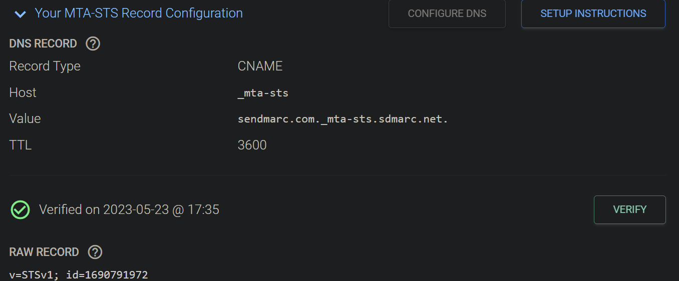 Sendmarc DNS Record Delegation (DMARC, SPF, DKIM, MTA-STS-TLS)