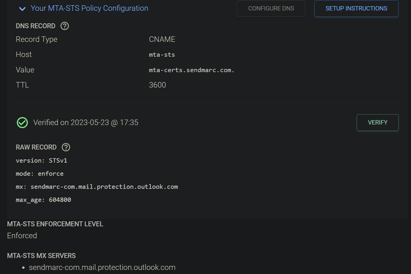 Sendmarc DNS Record Delegation (DMARC, SPF, DKIM, MTA-STS-TLS)