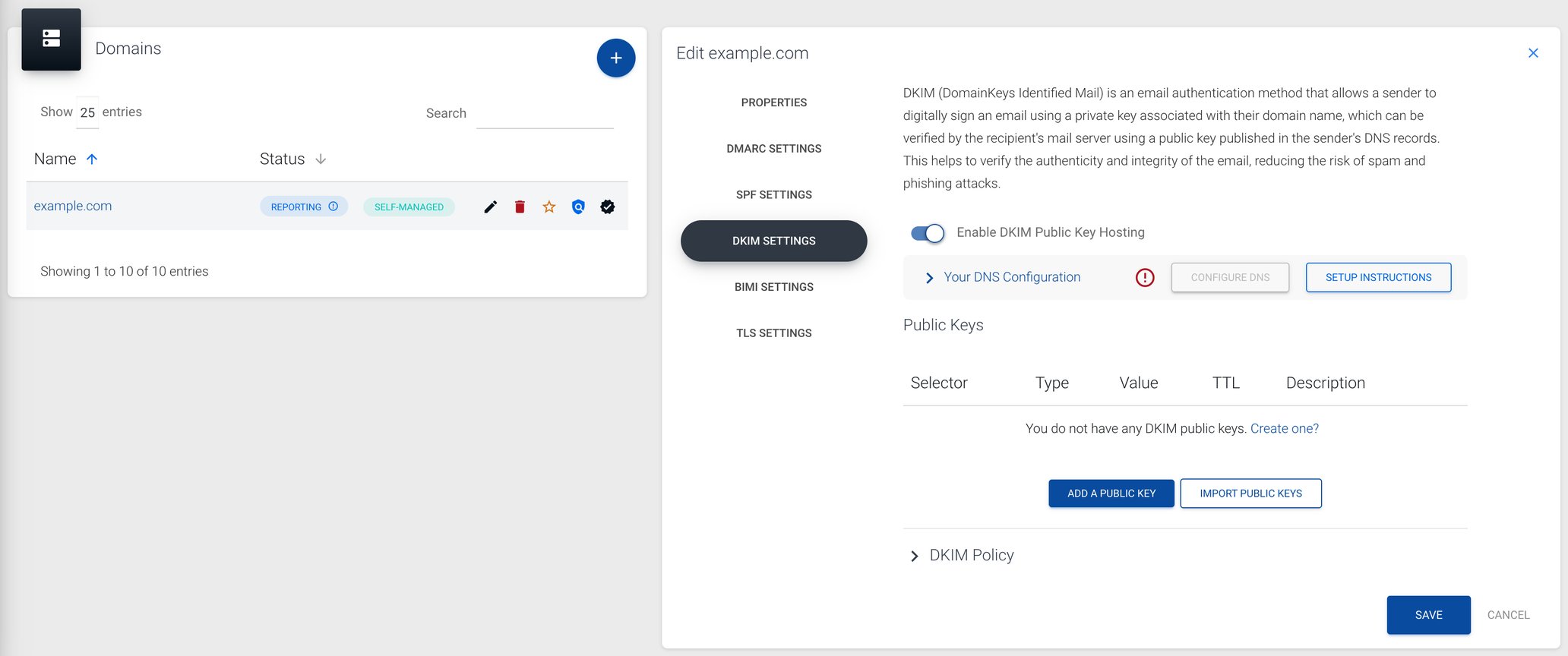 DKIM Configuration Settings & Setup